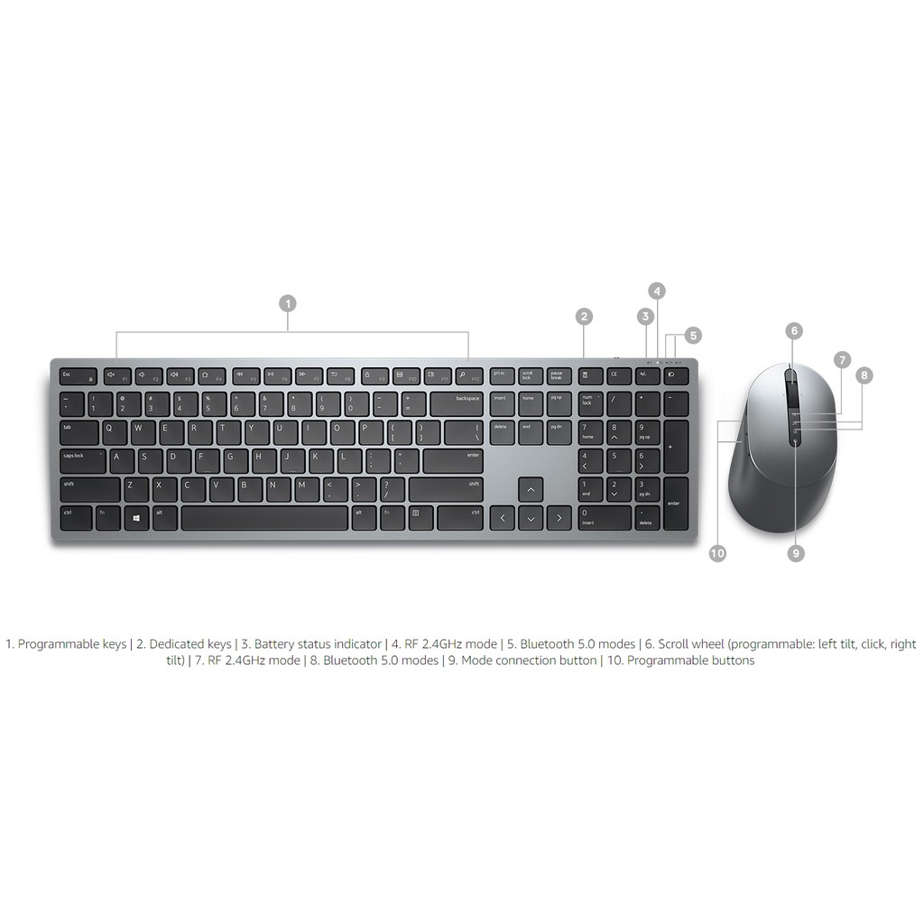 Dell KM7321W Premier Multi-Device Wireless Keyboard and Mouse (WiFi 1 ...