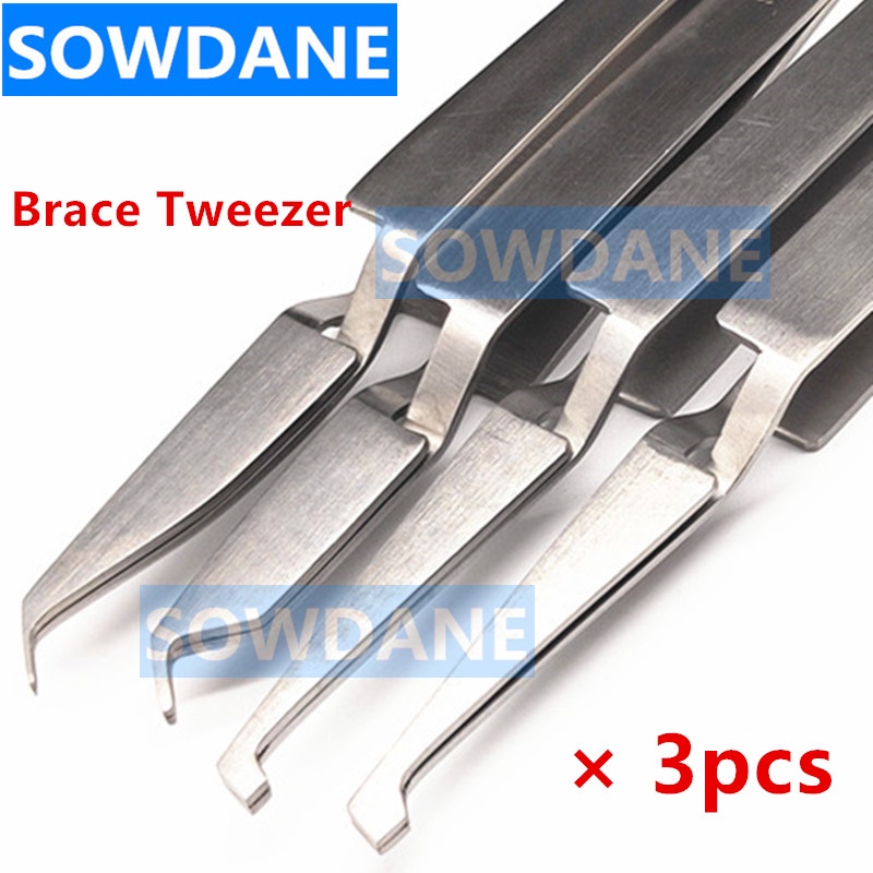 3 pcs Dental Orthodontic Bracket Buccal Tube Bonding Tweezer Holder ...