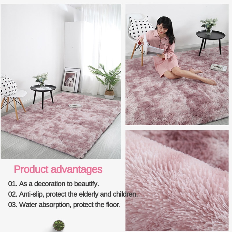 Pink Thick Plush Carpet for Living Room Fluffy Rug Bed Room Carpets ...