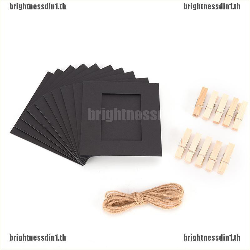 BD 10 set diy wall picture paper photo hanging 3" frame album rope clip ...
