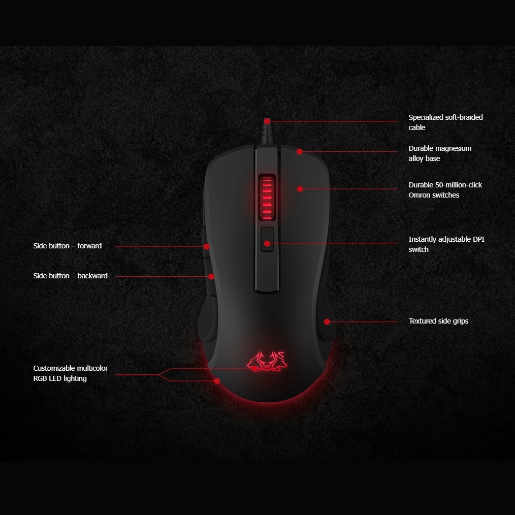 ASUS Mouse Cerberus Fortus Wired RGB Omron SW 4000 DPI Magnesium alloy ...