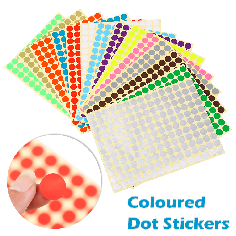 LANSEL 15 Sheets DIY Coloured Dot Stickers Circles Stationery Sticker ...