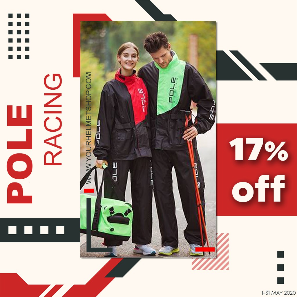 ชุดกันฝน POLE RACING (เสื้อพร้อมกางเกง) - yourhelmetshop - ThaiPick