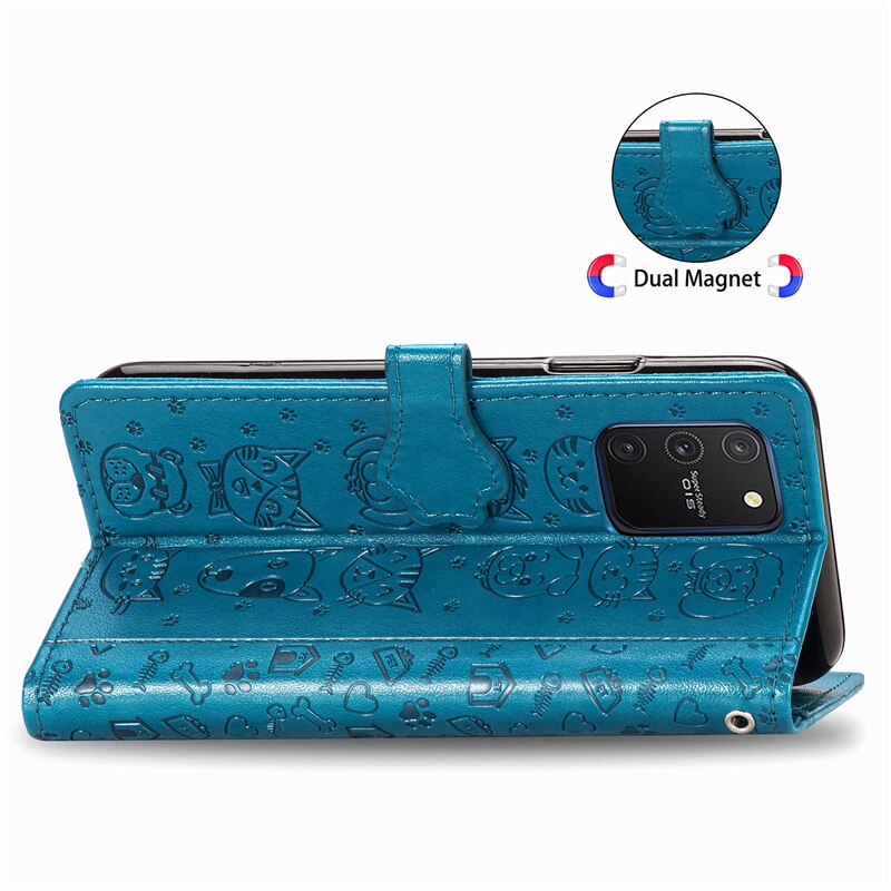 3D cute Cartoon Cat Puppy Flip Leather Phone Case For Samsung S8 S9 S10 ...