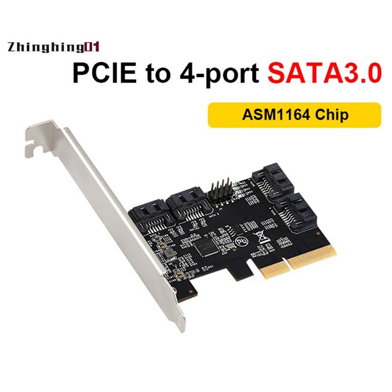 อะแดปเตอร์การ์ดขยาย PCIE X4 เป็น 4 พอร์ต SATA3.0 PCIE3.0 ASM1164 PCIE ...