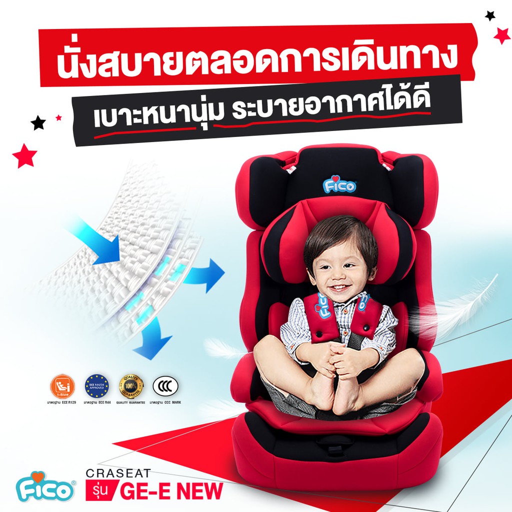 คาร์ซีท Fico รุ่น GE-E New เด็ก 9 เดือน -12 ปี ถอดเป็นบูตเตอร์ซีทได้ สินค้าขายดี - honeybbshop ...