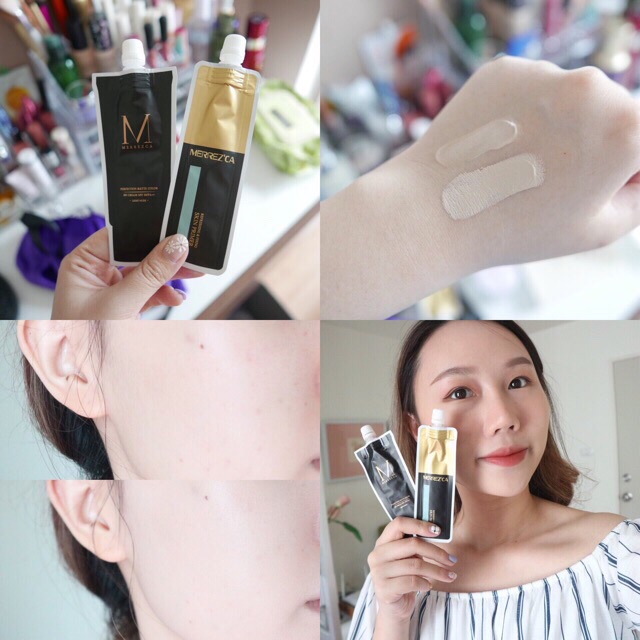 ครบทุกแบบ???? MERREZCA TESTER ครีมซองเมอเรสก้า skin up light green ...