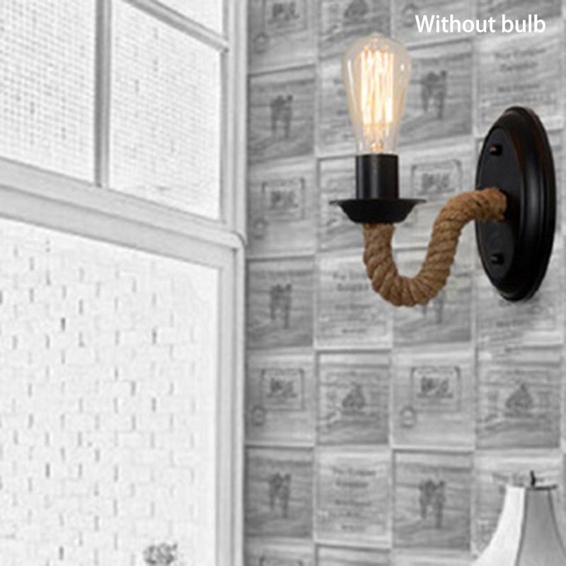 Rope Wall Lamp Retro Light Wall Sconce Beside Living Loft Lighting ...