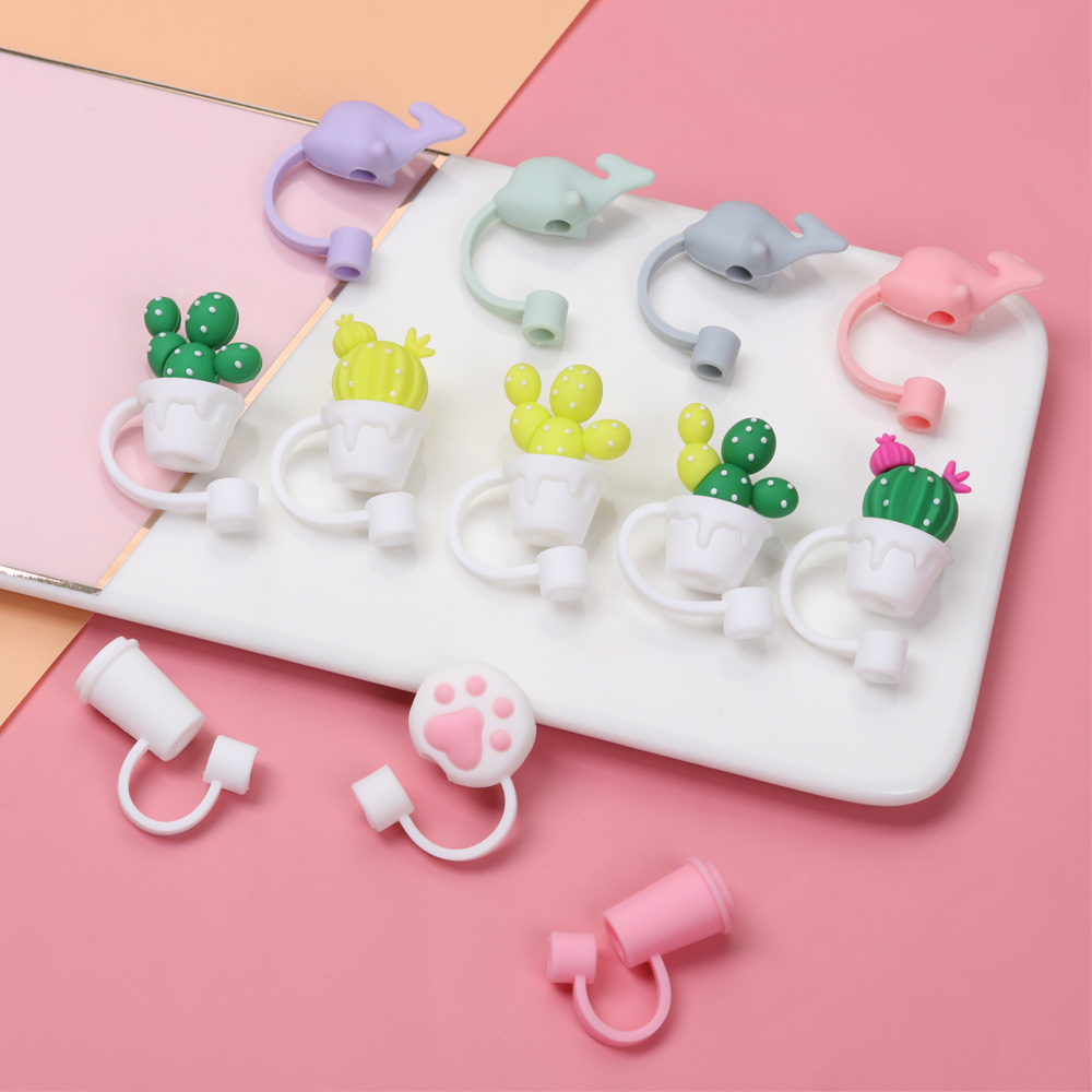 SUHE 1pcs Creative Silicone Straw Plug Straw Tips Cartoon Plugs Cover ...