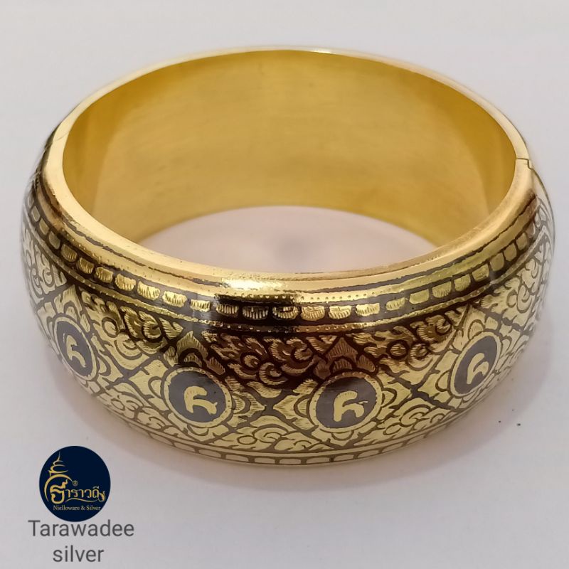 Tarawadee กำไลถมทอง กำไลข้อมือสลักลายนะโมรอบวง กำไลข้อมือนะโม กำไลถม ขนาดหน้ากว้าง2.5ซม งานช่าง ...