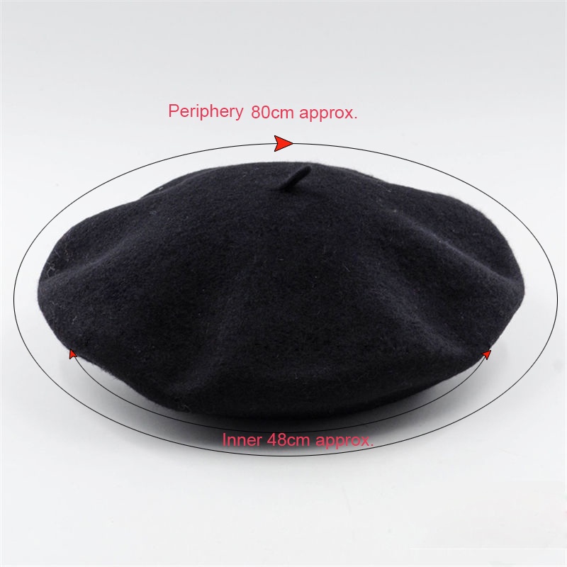 หมวกUnisex Vintage lain Beret Hats French Berets Warm Wool Sring Winter Beanie Hat Women Girl ...