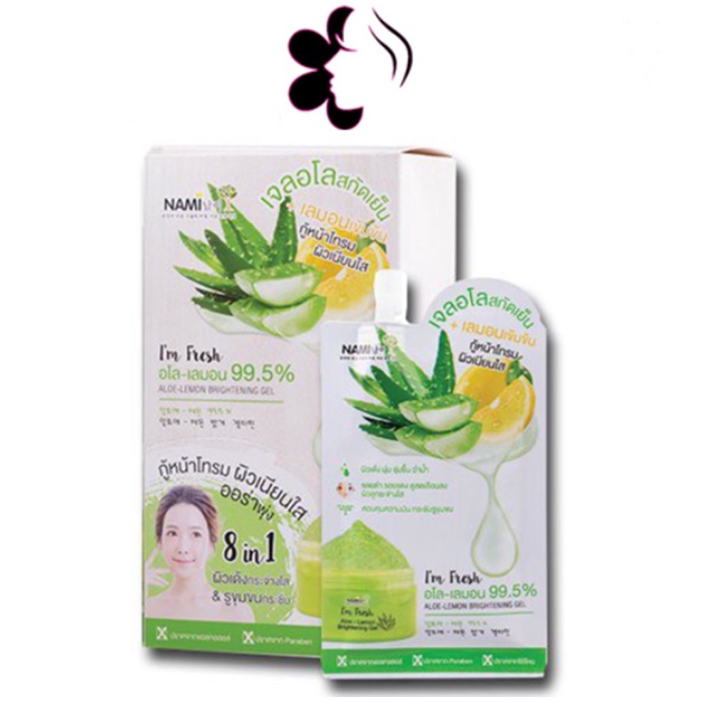 (ยกกล่อง/6ซอง) Nami I'm Fresh Aloe Lemon Brightening Gel 30ml นามิ แอม ...