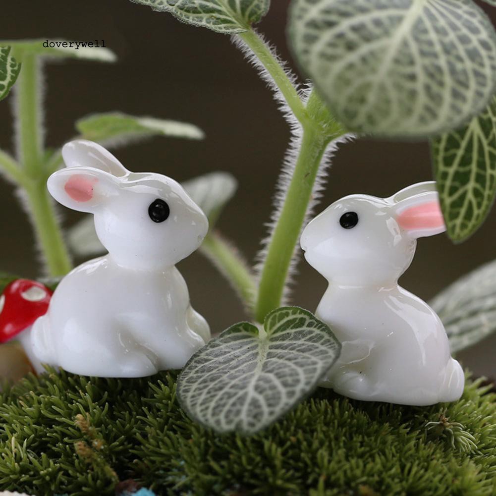 DYL10Pcs Lovely Rabbit Resin Crafts Miniature Bonsai Plants Landscape ...