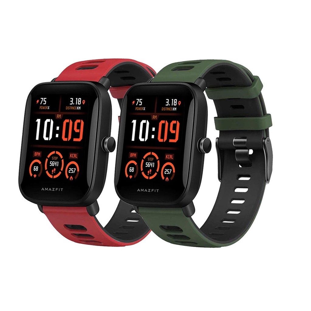 (15) สายซิลิโคน 20 มม. แบบทูโทน Amazfit Bip 33 Pro GTS 44 mini Bip UU ...