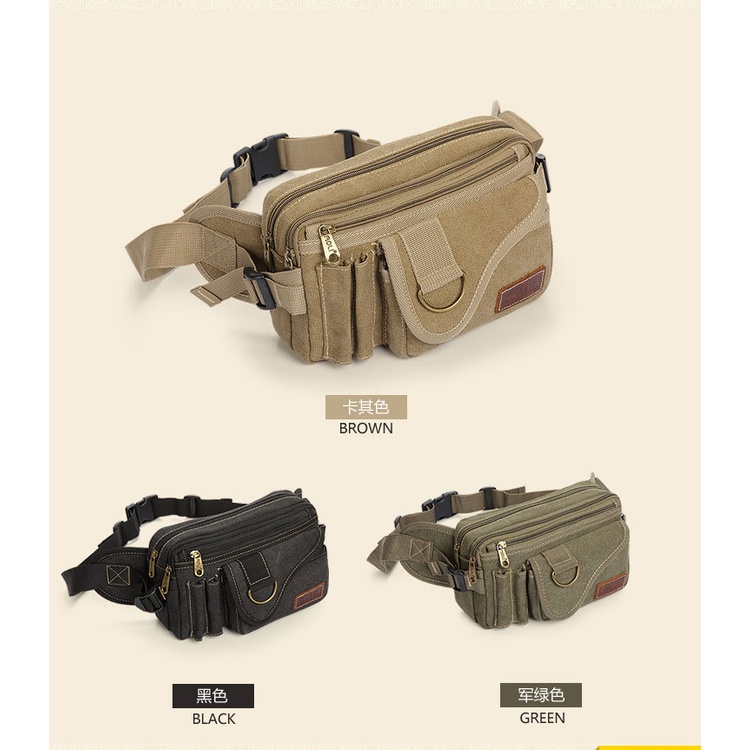 BMen Large-Capacity Canvas Casual Durable Fanny Waist Pack Waist Bags ...