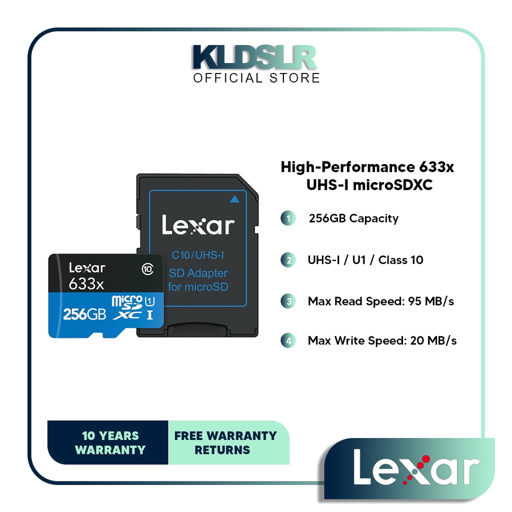 Lexar 256GB High-Performance UHS-I microSDHC Memory Card with SD ...