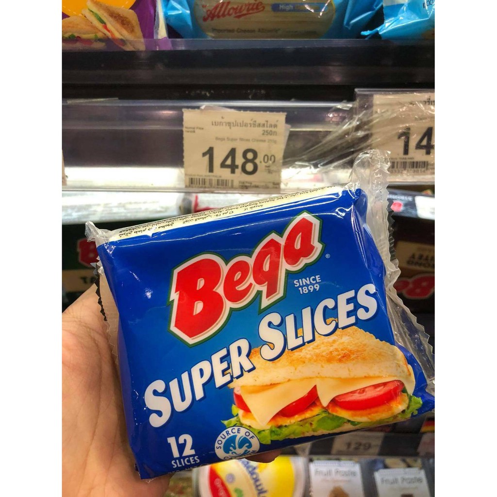 ชีสแผ่นสไลด์ เชดด้าชีส ใส่แฮมเบอร์เกอร์ แซนวิส แบรนด์ BEGA สินค้าคุณภาพ ...