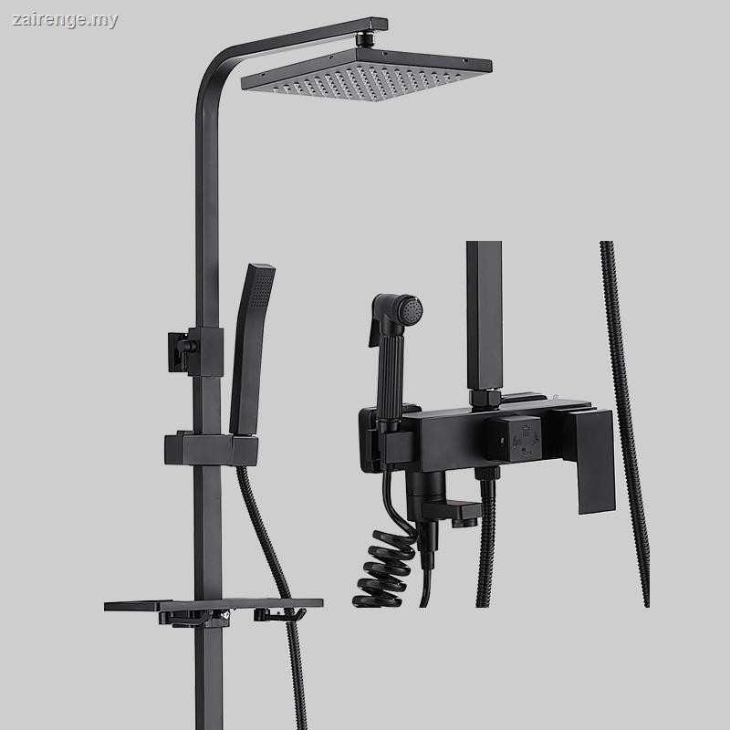 Black Shower Set Full Copper Wall Mounted Bath Artifact Bathroom