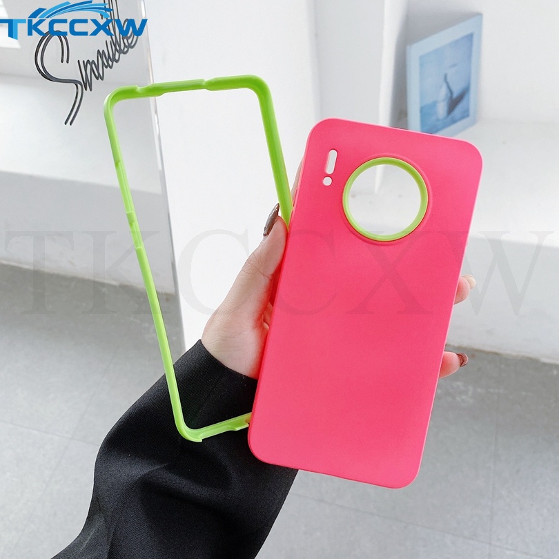 เคสโทรศัพท์มือถือ ซิลิโคนนิ่ม กันกระแทก สีแคนดี้ 3 in 1 สําหรับ Huawei Mate 40 Mate 30 P40 P30 ...