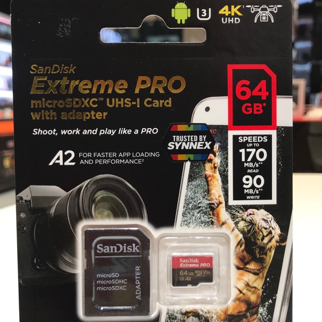 SanDisk Extreme Pro Micro SD Card 64GB ความเร็ว อ่าน 170MB/s เขียน 90MB ...