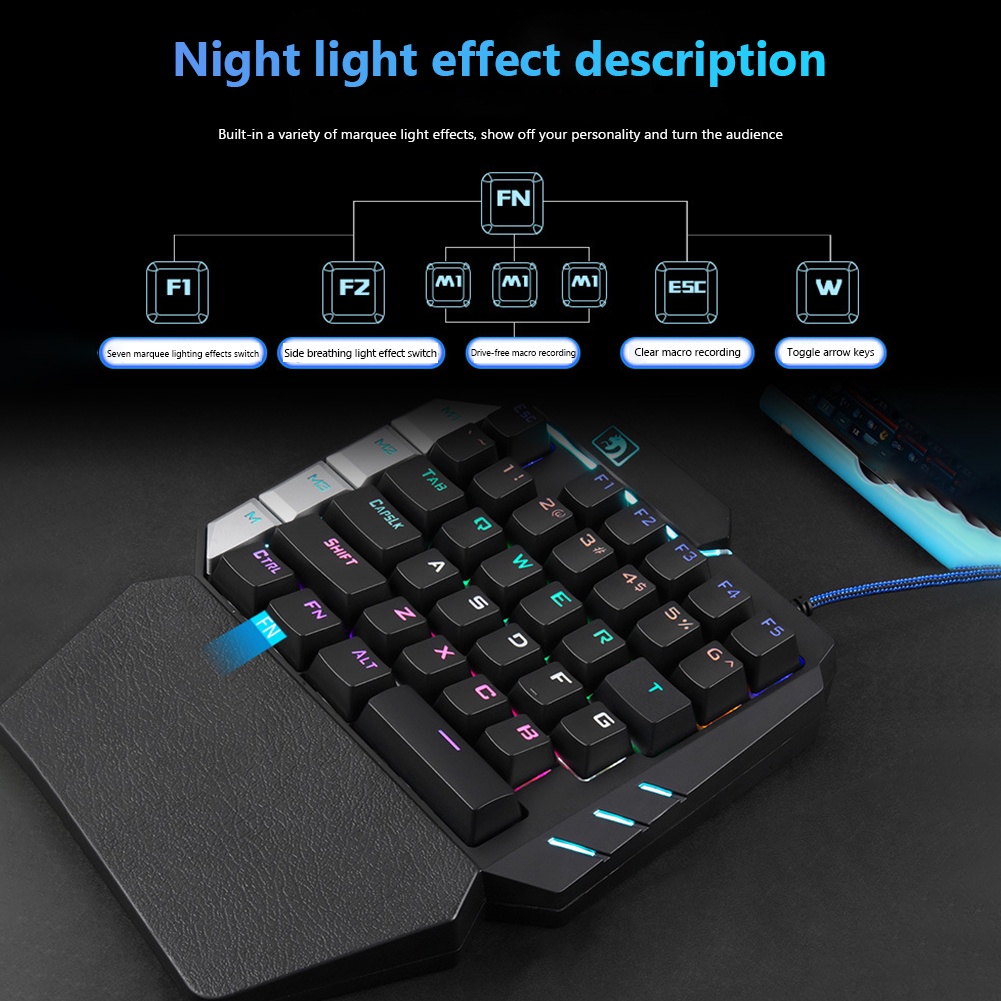 คีย์บอร์ด:Gaming Keyboard 38 Keys OneHanded Mechanical Wired Gaming ...
