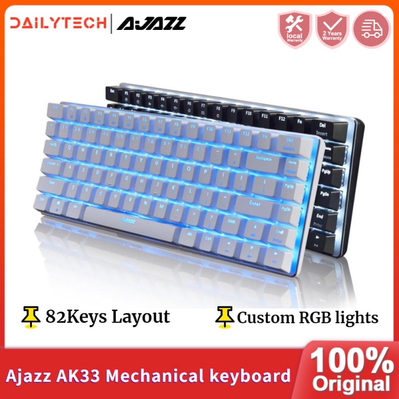 Ajazz AK33 Mechanical Gaming Keyboard Black / Blue Switch 82 Keys Wired Keyboard for PC Games ...