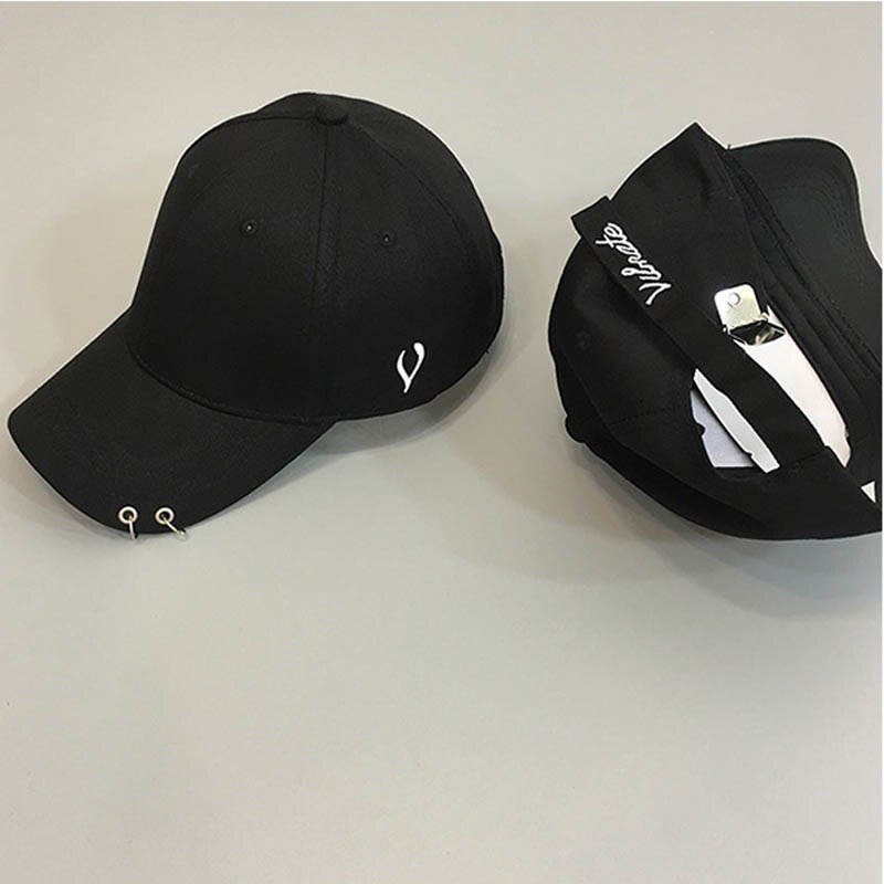 Fashion Hip Hop Iron Ring Baseball Cap With Metal Rings Unisex Solid ...