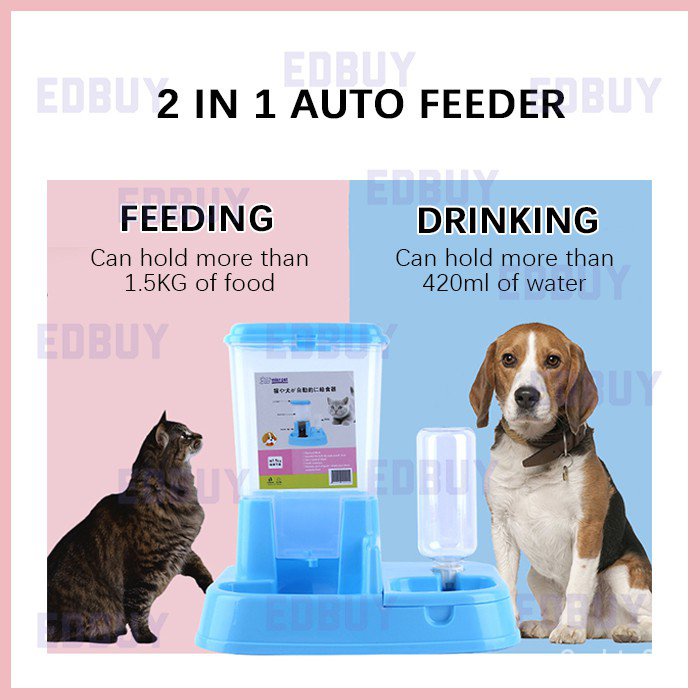 CATTO Japanese Style Pet Automatic Feeder Pet Food Water Feeder 2 in 1 ...
