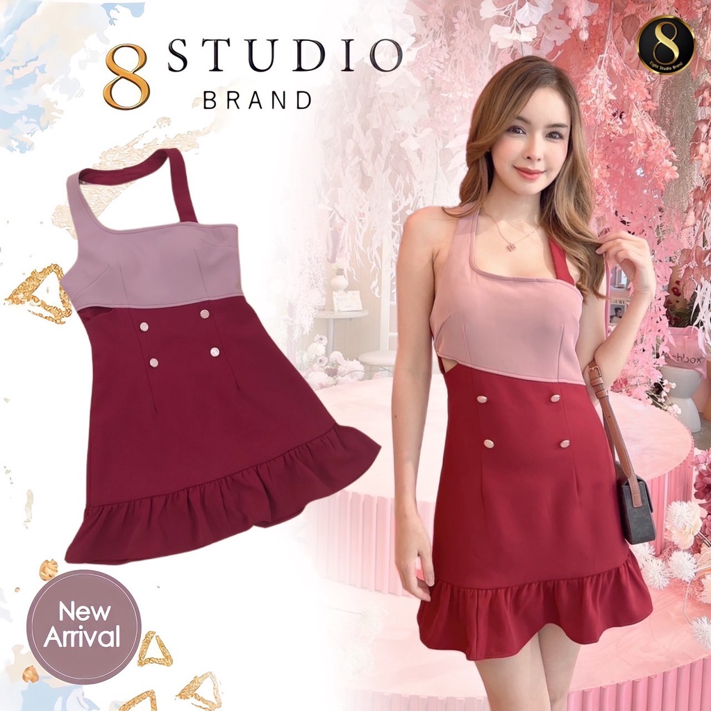 8 Studio Brand เสื้อผ้าแบรนด์แท้การันตี มินิเดรส สีแดงตัดชมพู โอ๊ยสวย หรูหรา ดูแพงมากชุดนี้ ...