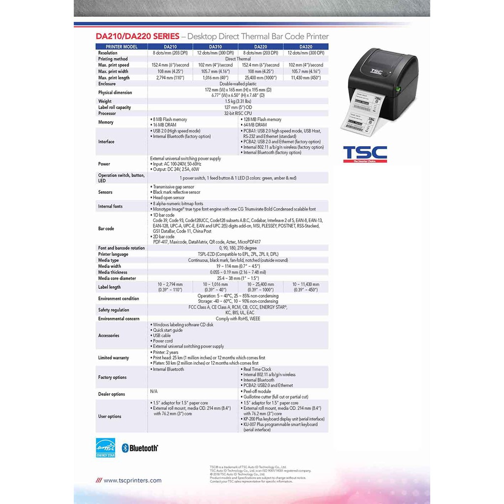 เครื่องพิมพ์บาร์โค้ด Printer Barcode TSC DA210 - jps_online - ThaiPick