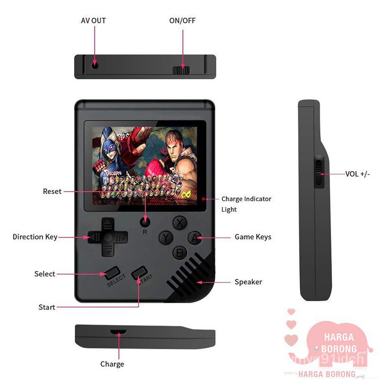 ijTe 400 Games Mini Retro Classic Handheld 8 Bit Gameboy Game Console 3 ...