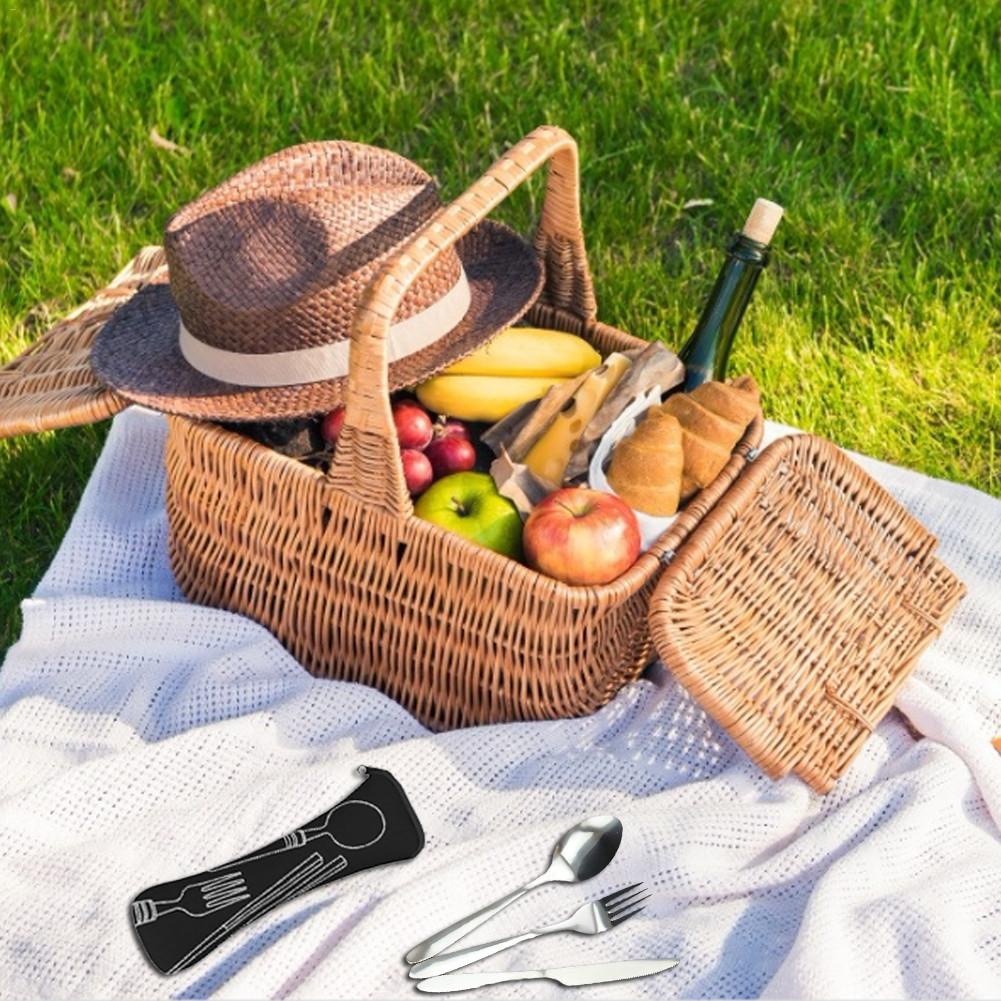 3pcs Stainless Steel Western Food Cutlery Set Outdoor Picnic Dinnerware ...