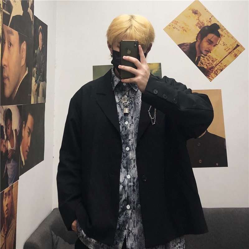 แจ็คเก็ตสูทขนาดเล็ก INSstudios.20 อินเกาหลีย้อนยุคป่าหลวมสีทึบชุดสูทลำลองเสื้อสูทผู้ชายและ ...