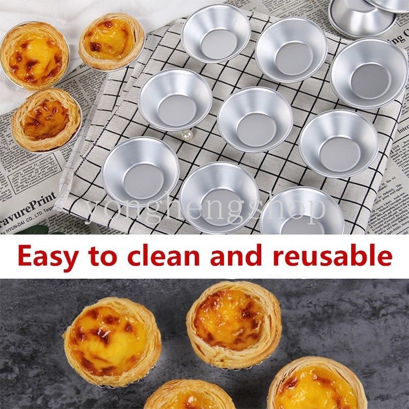 สะดวก10pcs/set Aluminum Egg Tart Mini Mold Cupcake Cake Cookie Tin ...
