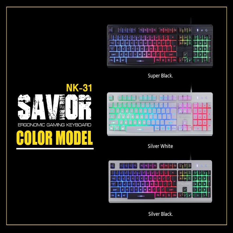 คีย์บอร์ดเกมมิ่ง NUBWO NK-31 Rubber Dome Switches SAVIOR THEH มี3สี - xtr18c9ecp - ThaiPick