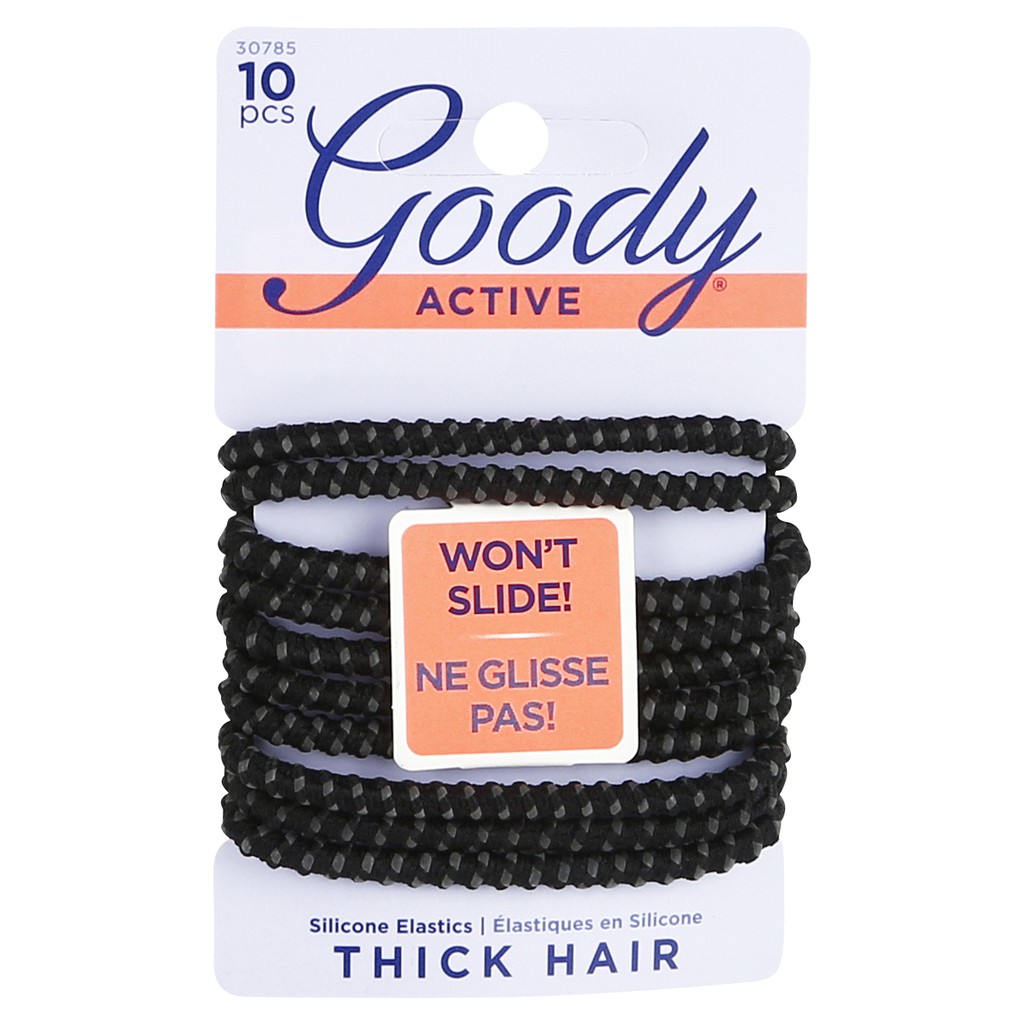 Goody ยางรัดผม 30785 Womens Slide Proof 4MM Black Elastics - สีดำ (10 ...