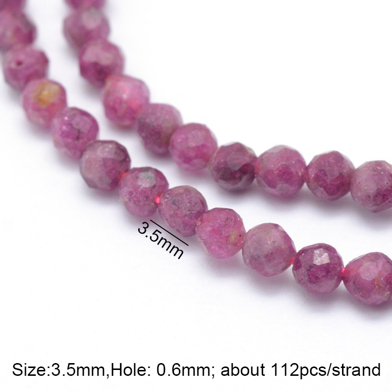 2 Strand Natural Ruby/Red Corundum Beads Strands Faceted Round Gemstone ...