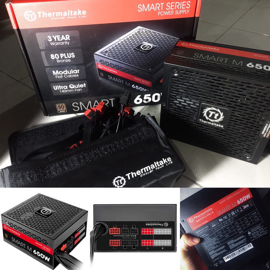 (ประกันเกือบ2ปี)THERMALTAKE 650W SMART MODULAR (80+ BRONZE) POWER ...
