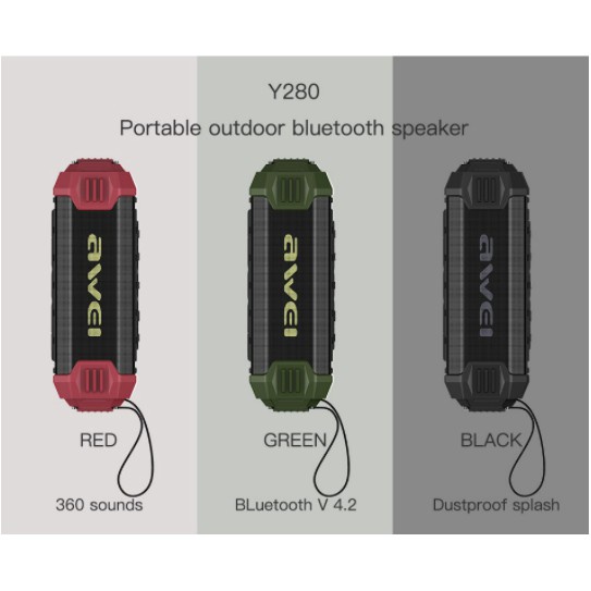 15 ใส่โค้ดHEJUL120 AWEI Y280 Bluetooth Speaker ลำโพงบลูทูธ ของแท้100 เสียงดีเบสกระหึ่ม กันน้ำ ...