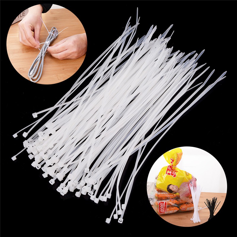 ☆COD☆【Ready Stock】100pcs Fasten White Black Cable Wire Zip Ties Self ...