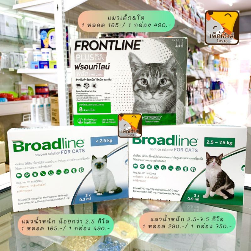 Broadline For Cat บรอดไลน์ ยาหยดป้องกัน เห็บ หมัด ไร พยาธิ ต่างๆ รวม 20 ...