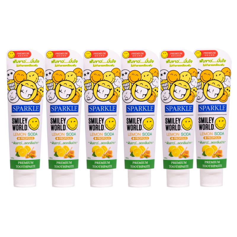 SPARKLE ยาสีฟัน ฟันขาว ไร้กลิ่นปาก 100 G. (6 หลอด) สูตร LEMON SODA ...