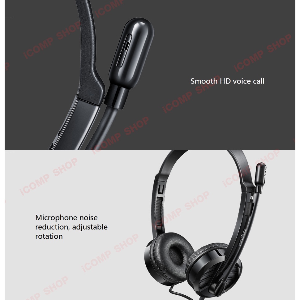 Rapoo รุ่น H100 Wired Stereo Headset (HT-H100P-BK) แถมสายแยก 3.5 mm ...