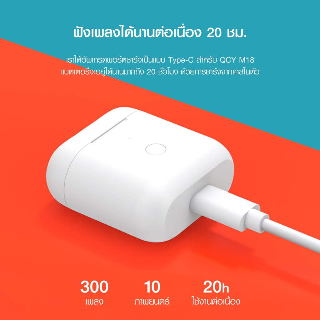 เหลือ 494 บ. โค้ด DRQ47QDE] พร้อมส่ง QCY M18 หูฟังไร้สาย True Wireless BT 5.1 กันน้ำ ลดเสียง ...