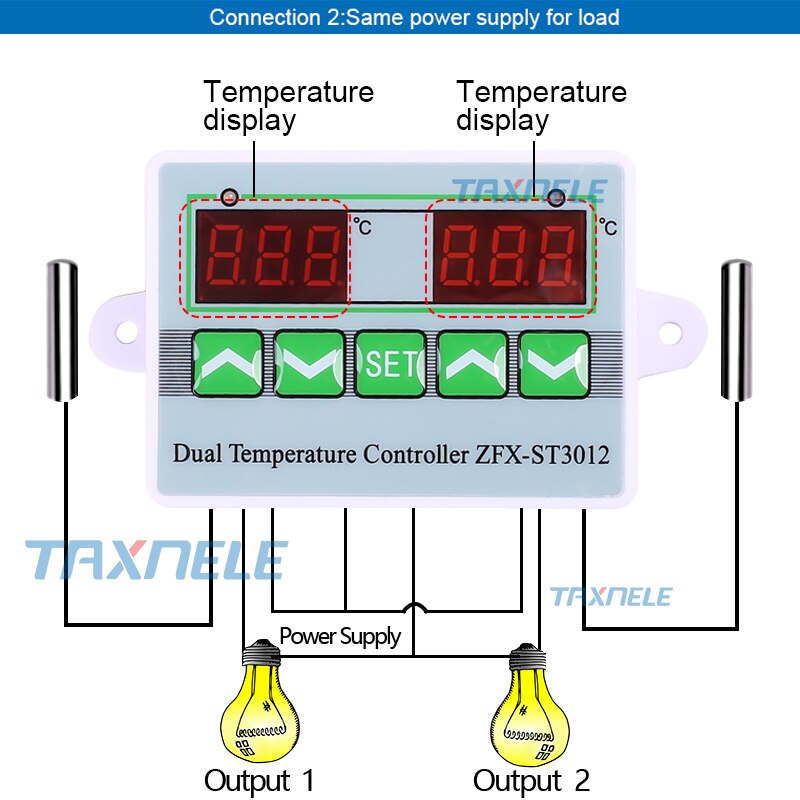 AC 220V 12V 24V Digital LED Dual Thermometer Temperature Controller ...