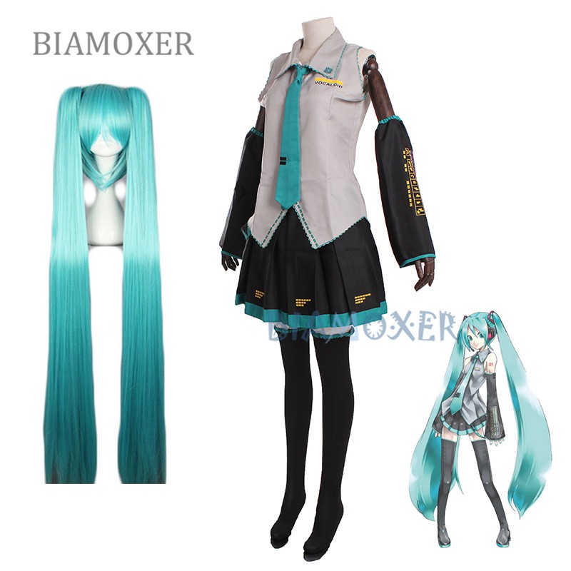 Vocaloid Miku Cosplay Wig Costume Japan Midi Dress Beginner Future Miku ...
