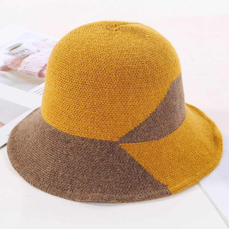 2020 Winter Autumn Womens wool Knitted Bucket Hats Fashion Warm Folding Fishermans Hat Casual ...
