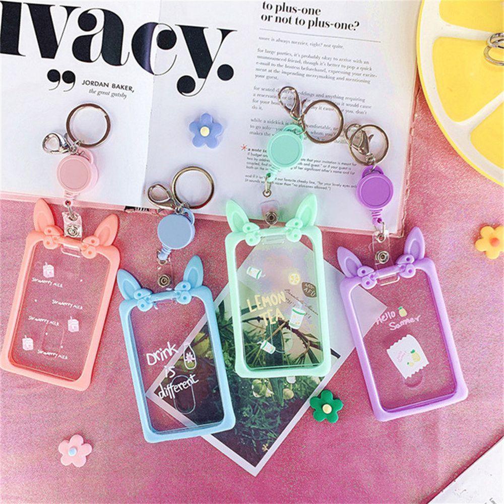JENNIFERDZ Office ID Card Holder Silicone Student Card Case Retractable ...
