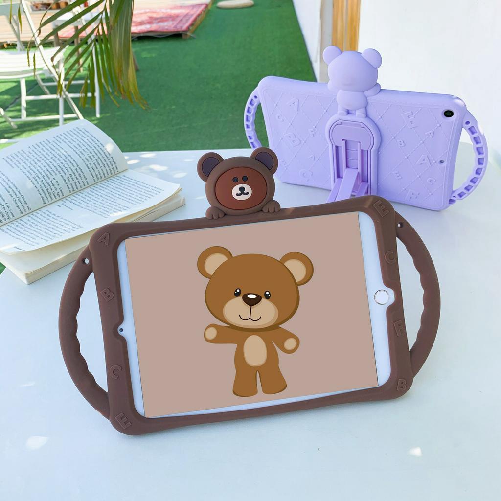 Cartoon Cute Animal Bear Handle Soft Silicone Tablet Stand Holder Case ...