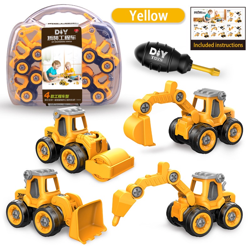 Take Apart Construction Vehicles Toy Kids Digger Toys 4 in 1 DIY ...